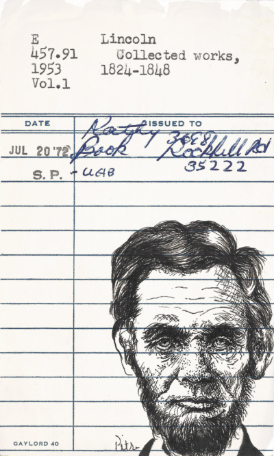 "Lincoln" Upcycled Library Card Print - Heidi Pitre